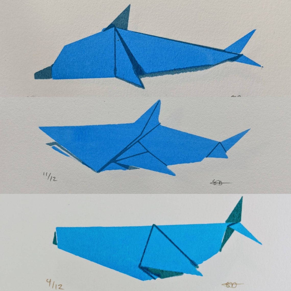 Screenprint Origami Animals | Etsy