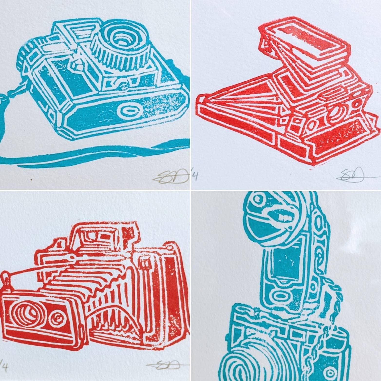 Mini Vintage Camera Linocuts - Etsy
