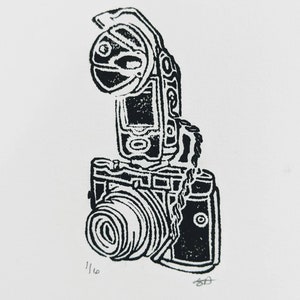 Mini Vintage Camera Linocuts - Etsy