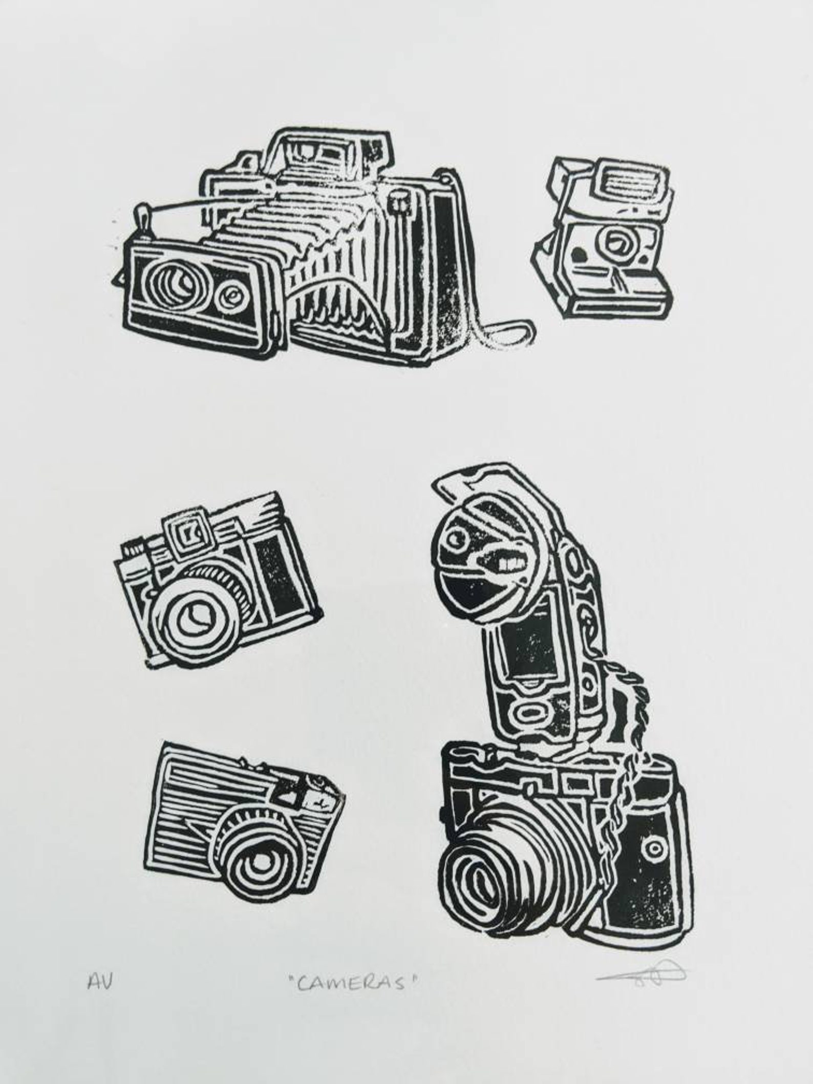 Mini Vintage Camera Linocuts - Etsy