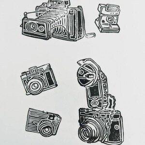 Mini Vintage Camera Linocuts - Etsy
