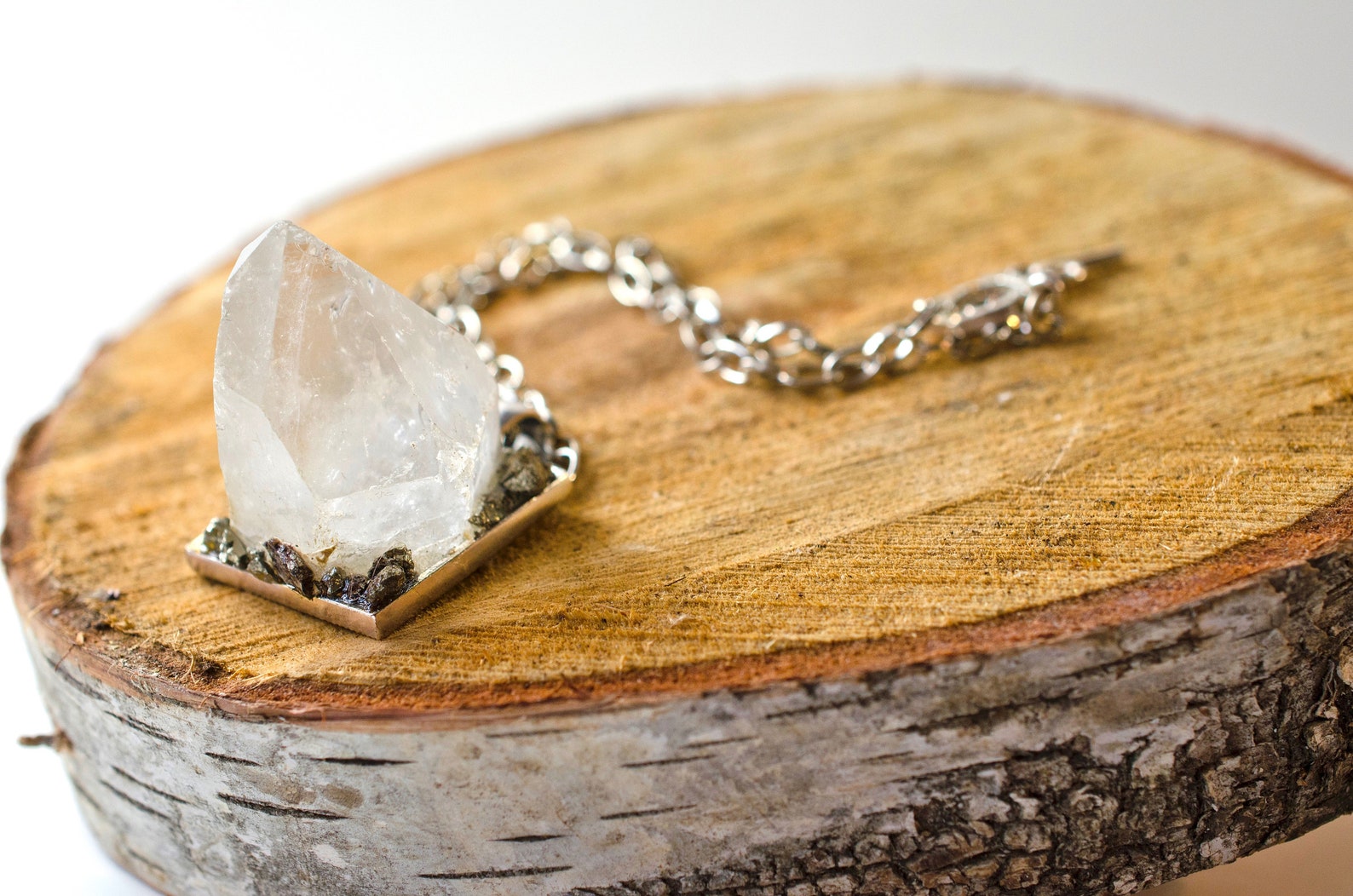 QUARTZ Raw Mineral Necklace/ Chunky Rock Garden Pendant/ | Etsy