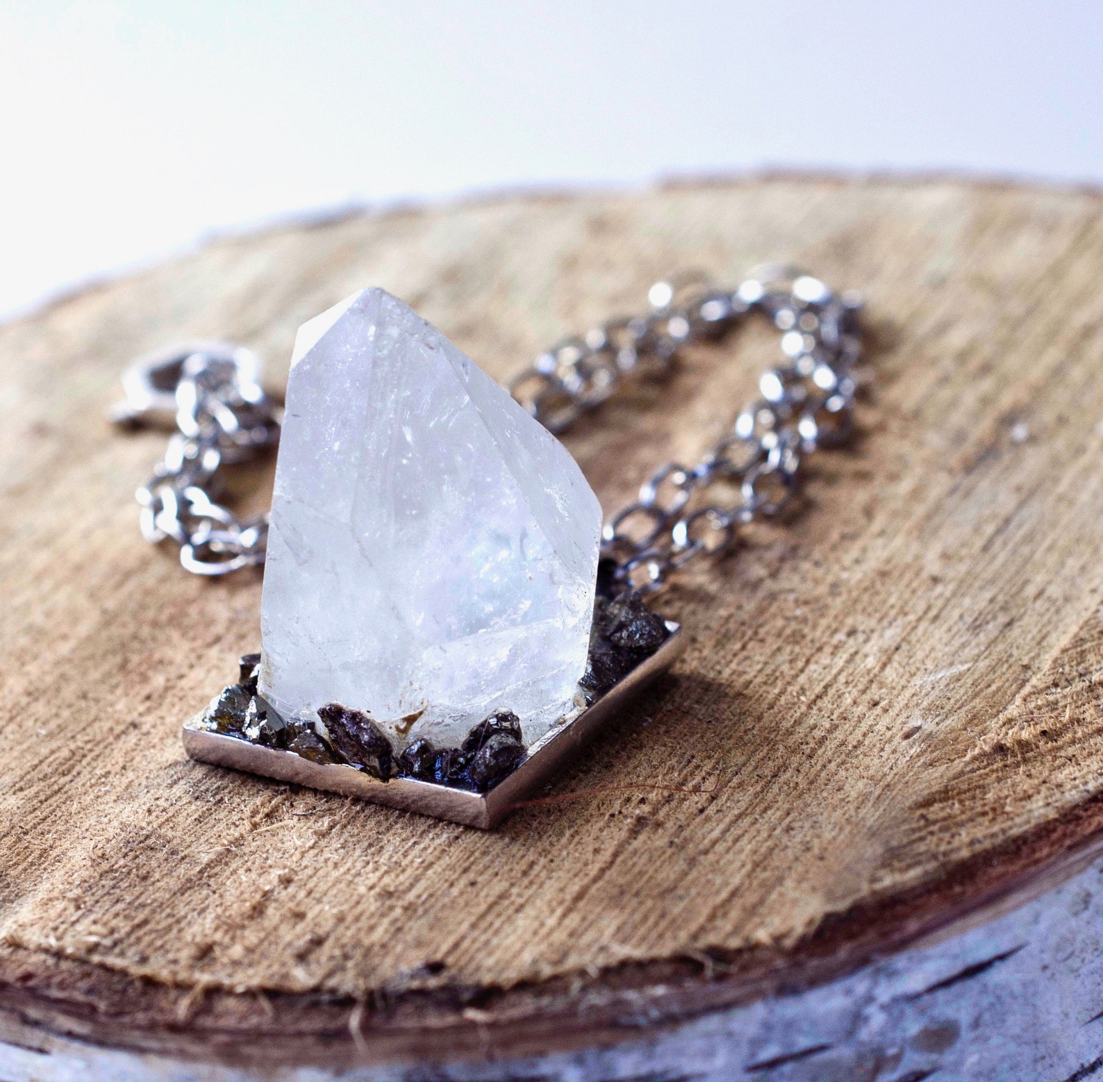 QUARTZ Raw Mineral Necklace Chunky Rock Garden Pendant - Etsy