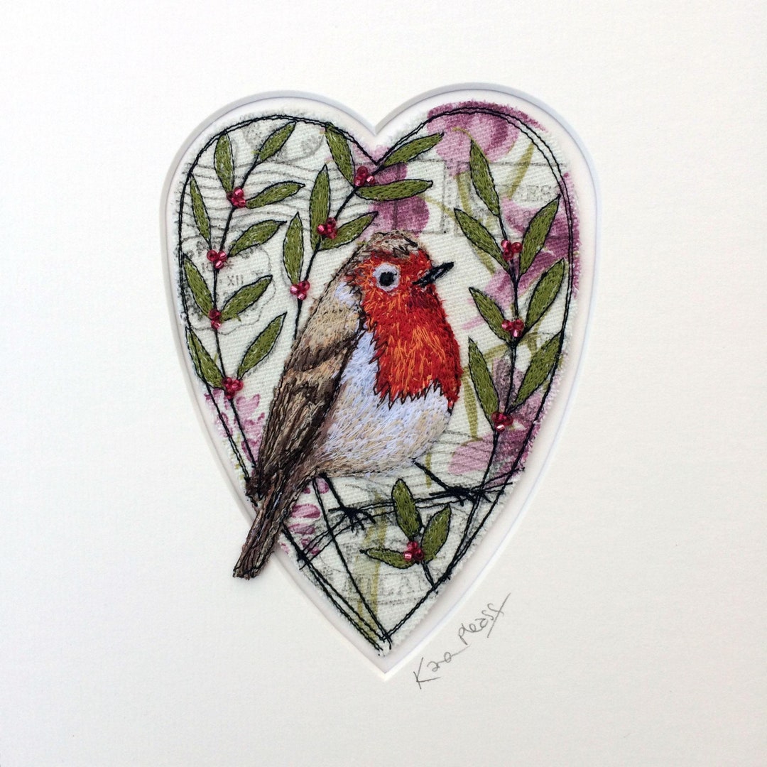 ORIGINAL ROBIN ART. Robin Textile Art Free Motion Stitch Embroidery Art ...