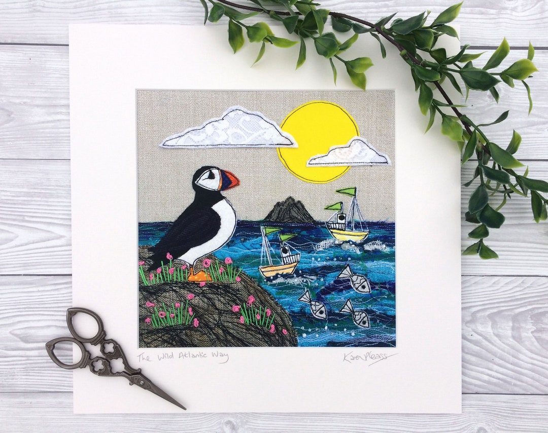 SALE: PUFFIN PRINT of Original Textile Art 'the Wild - Etsy