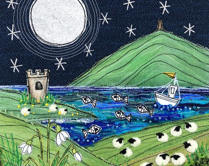 In Moonlit Dingle Bay. Print of Original Dingle Bay Art Irish Textile ...
