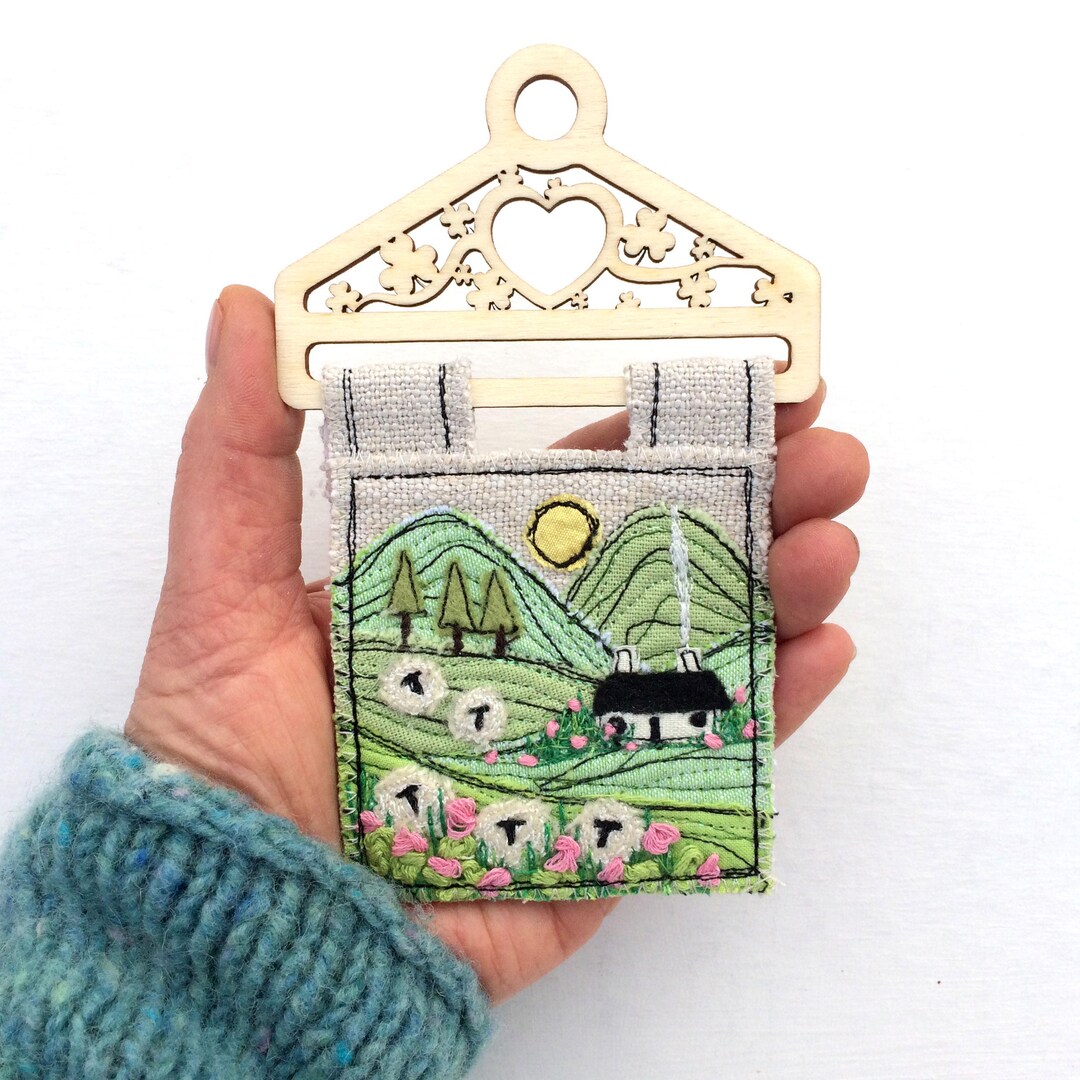 A MIDSUMMER DAY. Original Irish Textile Art Mini Hanger Irish Landscape ...