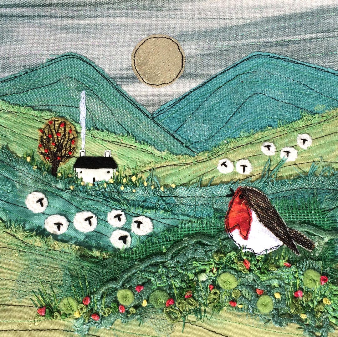 A Song for the Apple Tree. Robin Art Print of Original Irish Textile ...