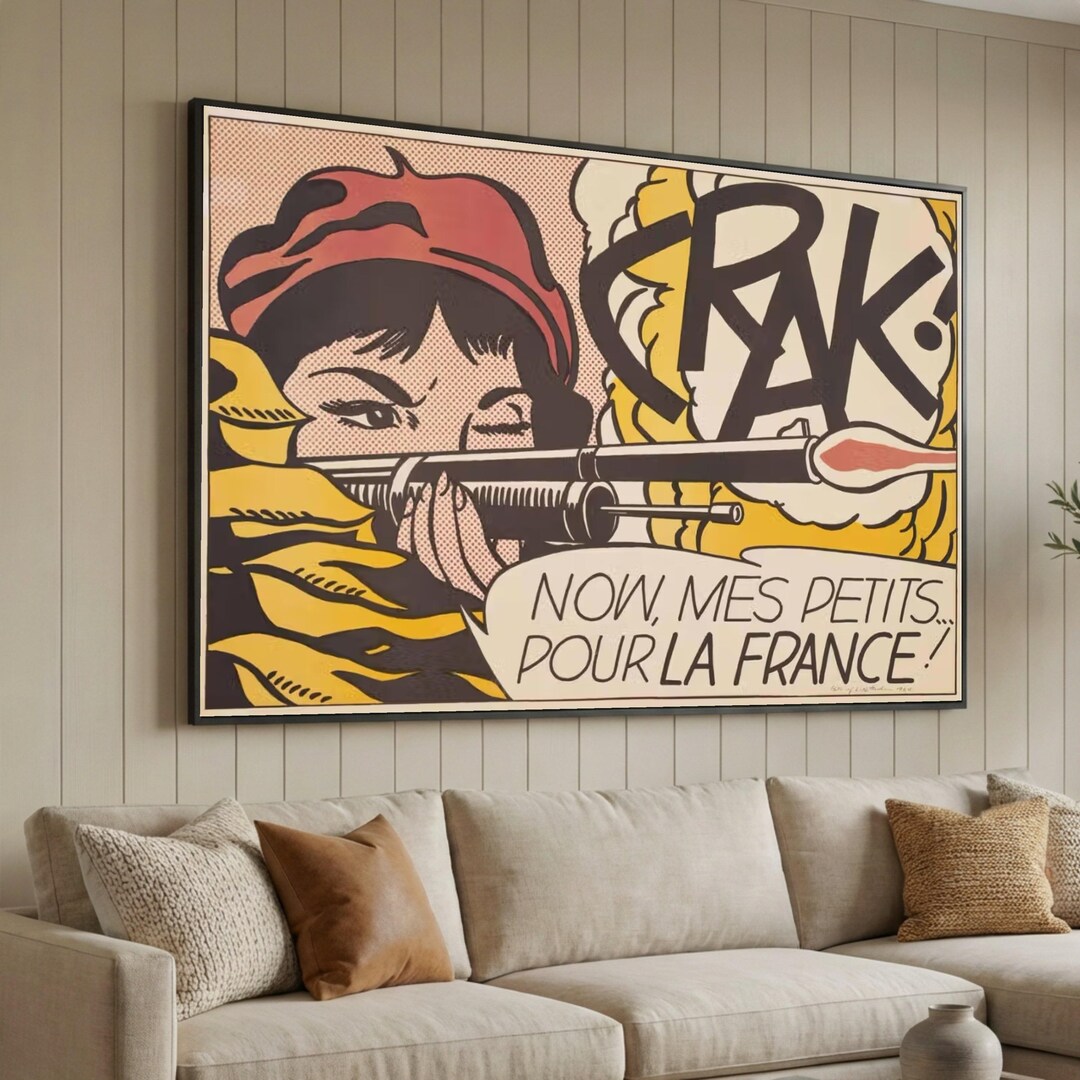 French Patriotism Pop Art Canvas, Retro Comic Style Wall Decor, Roy ...
