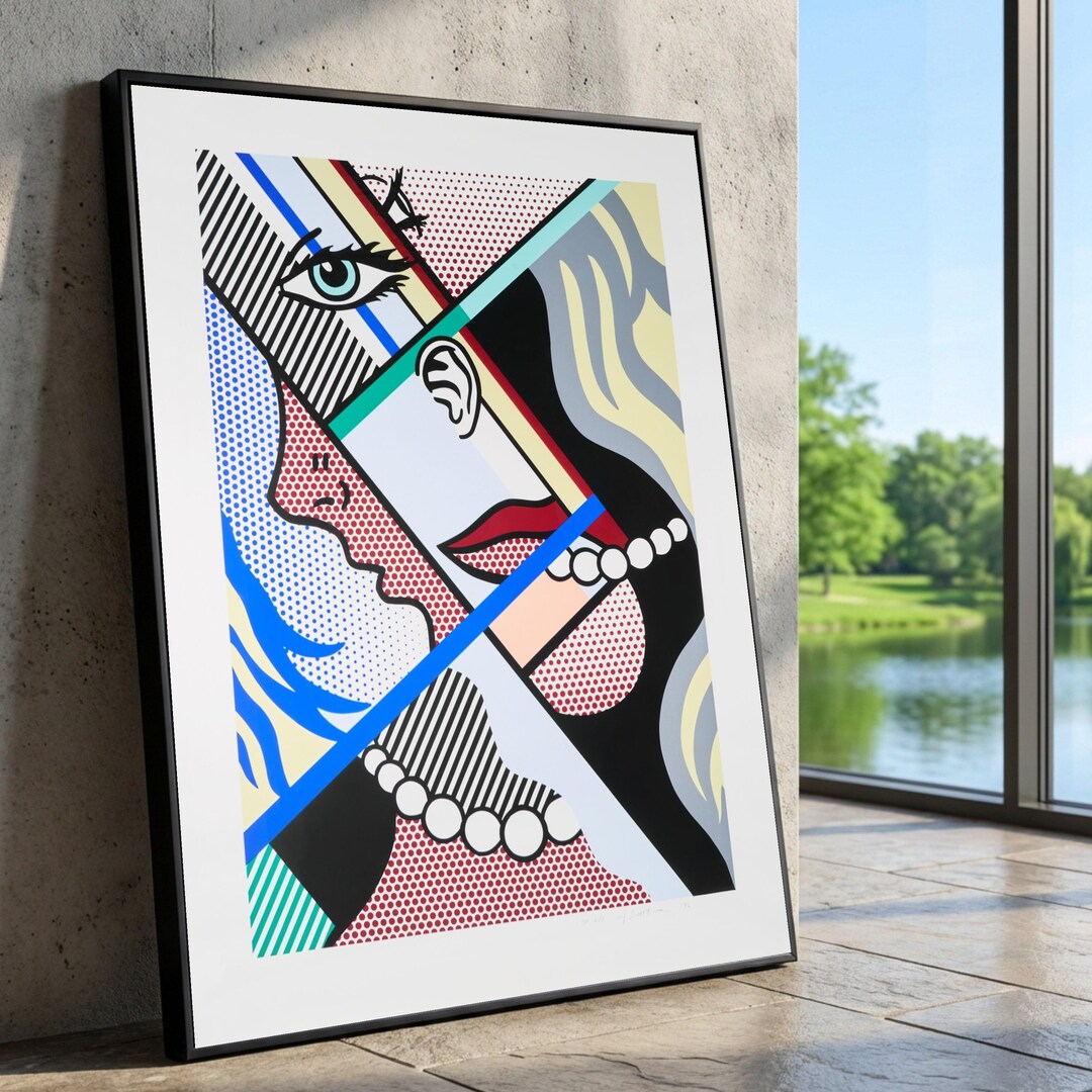 Abstract Pop Art Portrait Canvas, Geometric Faces Wall Art, Modern ...