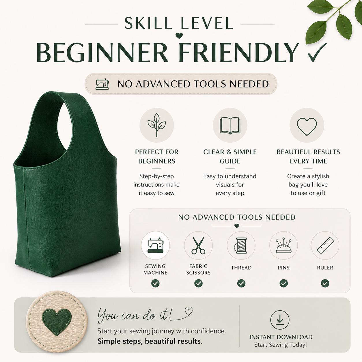 Leather Hand Mini Bag Pattern PDF With Video Tutorial, Fabric Handbag ...
