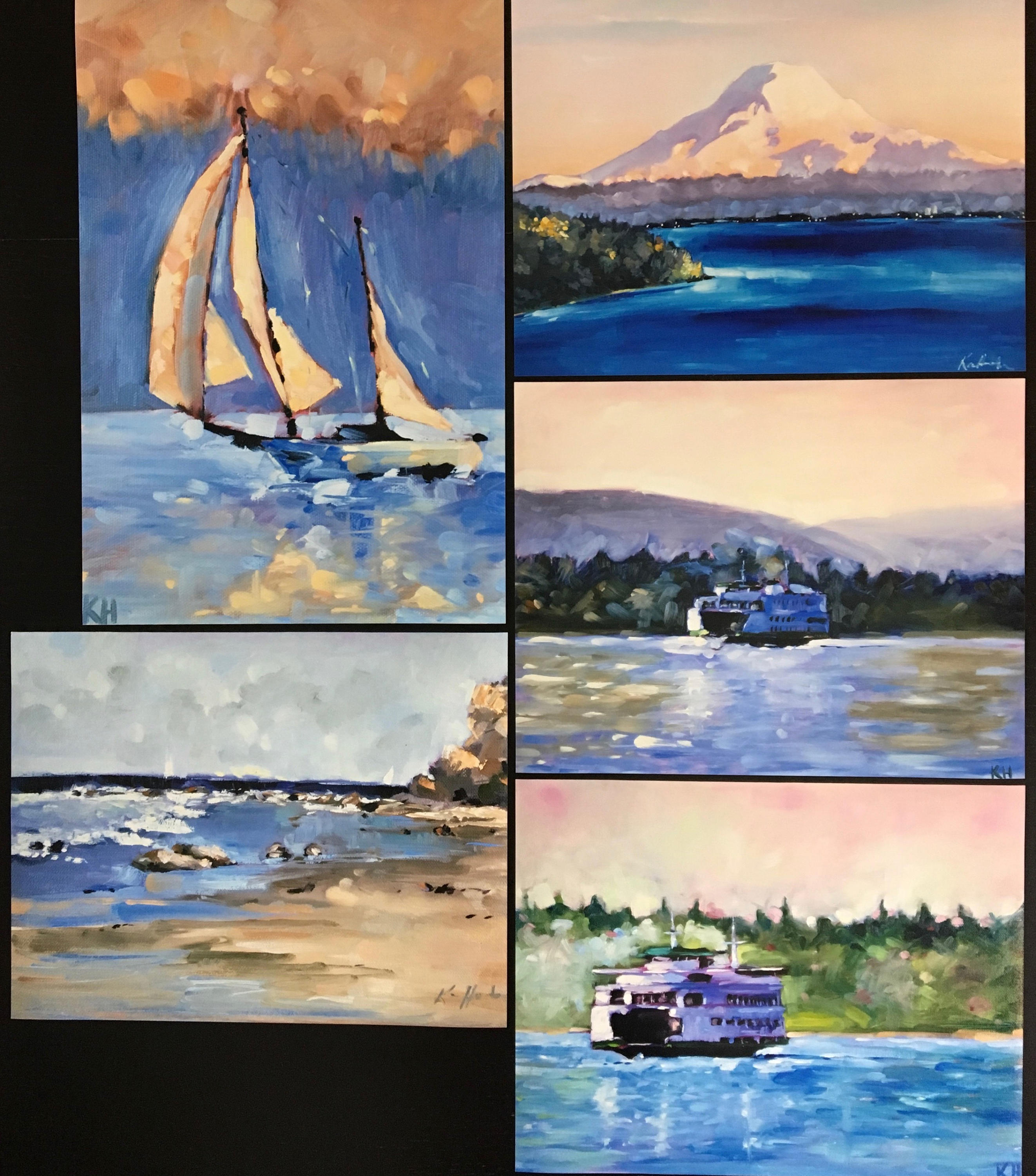 Art Print With Optional Mat: Red Sails on the Puget Sound - Etsy