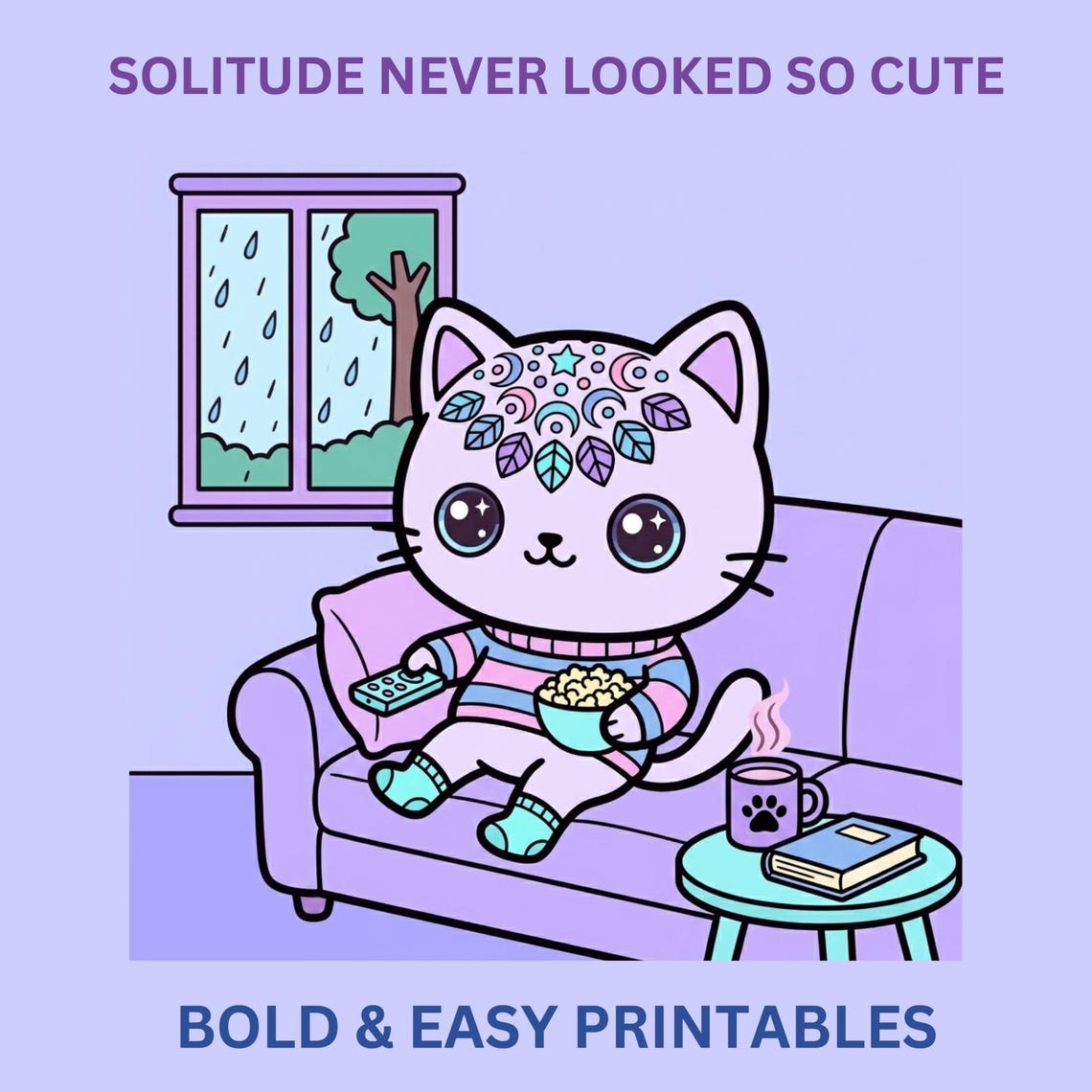 Cozy Mandala Cat Stress Relief Coloring Book, 10 Bold & Easy Coloring ...