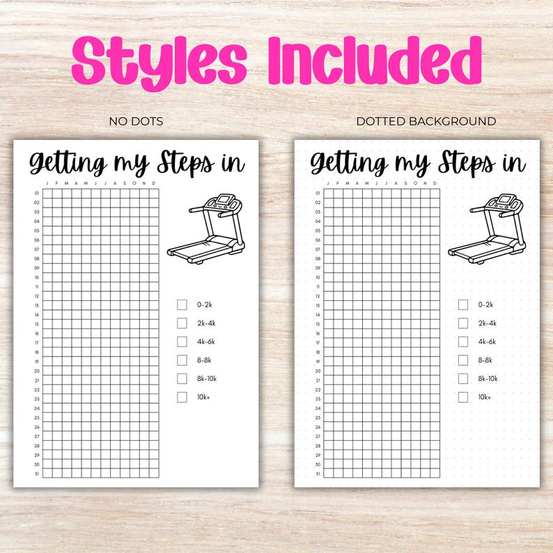 Steps Tracker Printable - Yearly Daily Steps Log - Colour in Walking ...