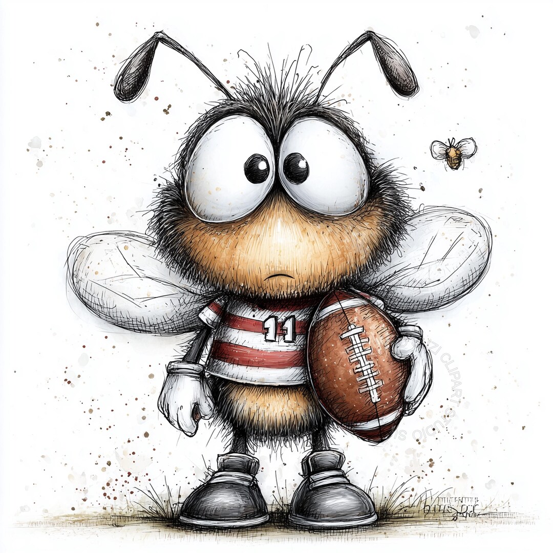 30 JPG Whimsical Sports Bee Clipart for Nursery Art Crafts - Quirky ...