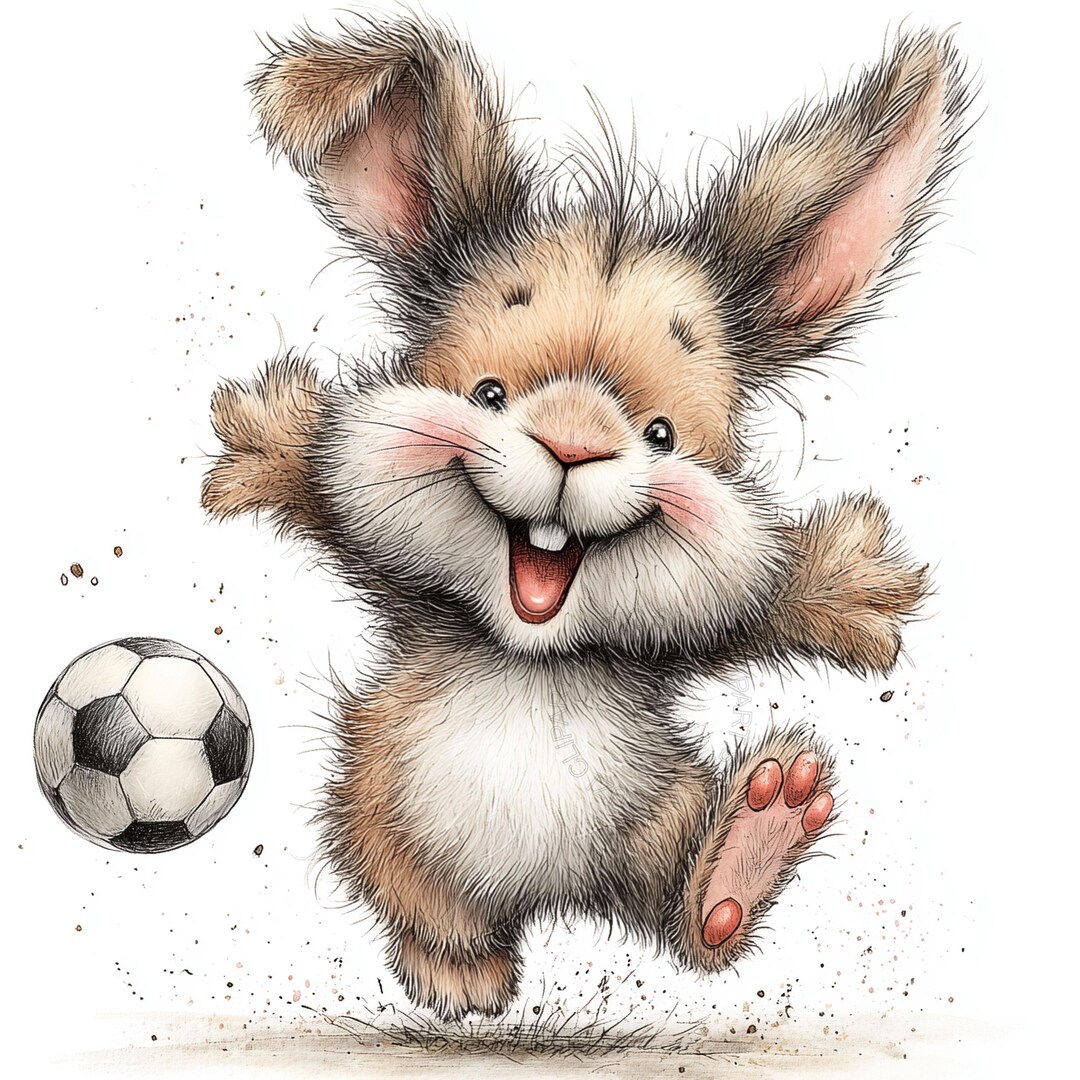 40 JPG Whimsical Sports Bunny Clipart for Nursery Art Crafts - Quirky ...