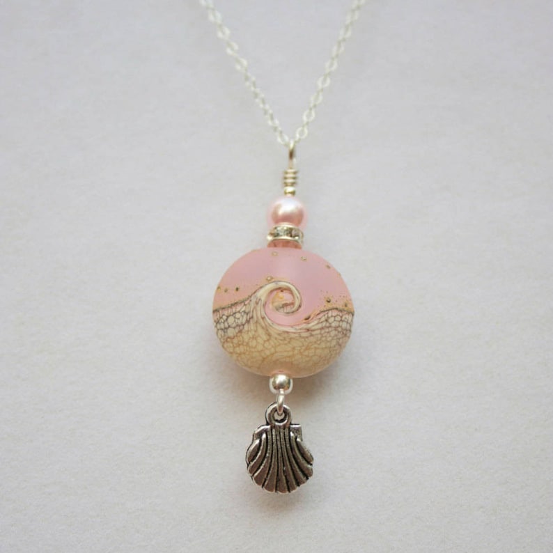 Soft Pink Sand Swirl Artisan Lampwork Bead Pendant Beach | Etsy