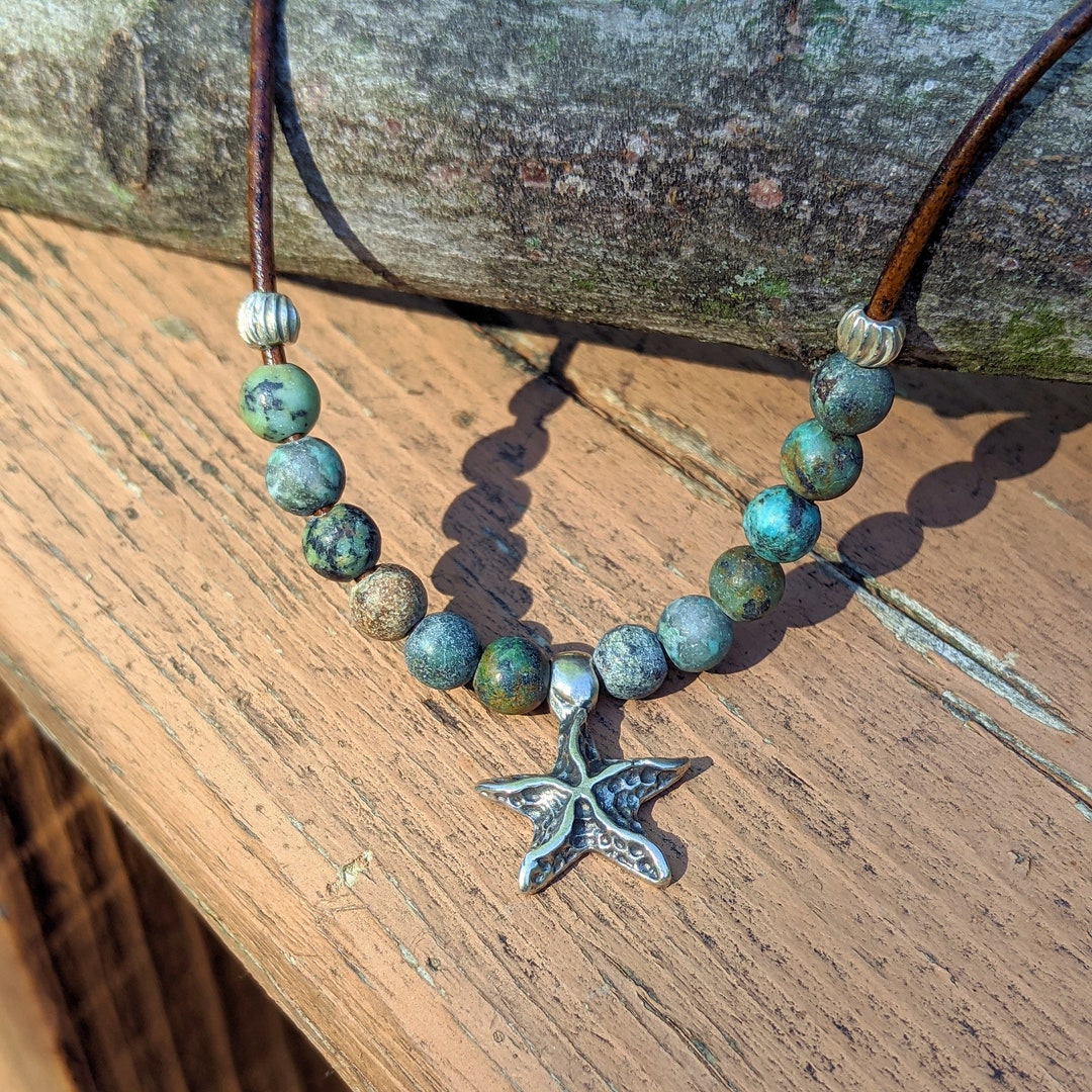 African Turquoise Starfish Necklace Turquoise Jewelry Matte - Etsy