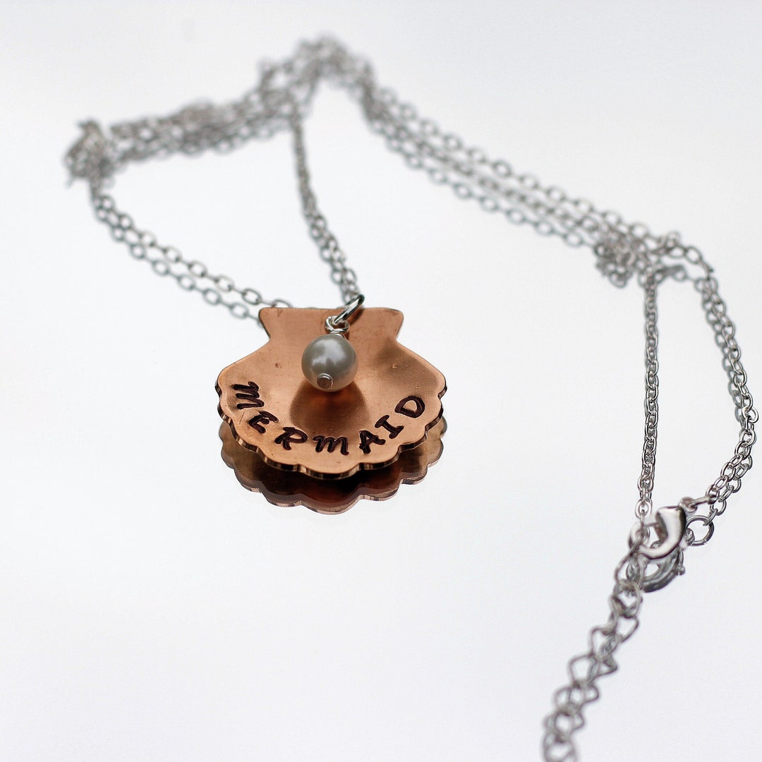 Mermaid Copper Seashell Pendant, Mermaid Pendant, Mermaid Necklace ...