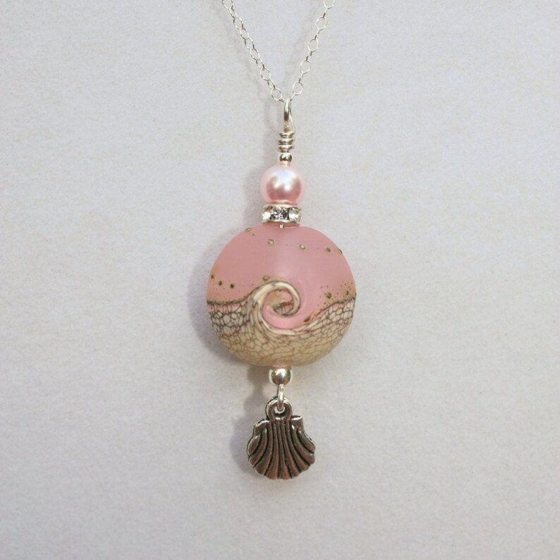 Soft Pink Sand Swirl Artisan Lampwork Bead Pendant Beach | Etsy