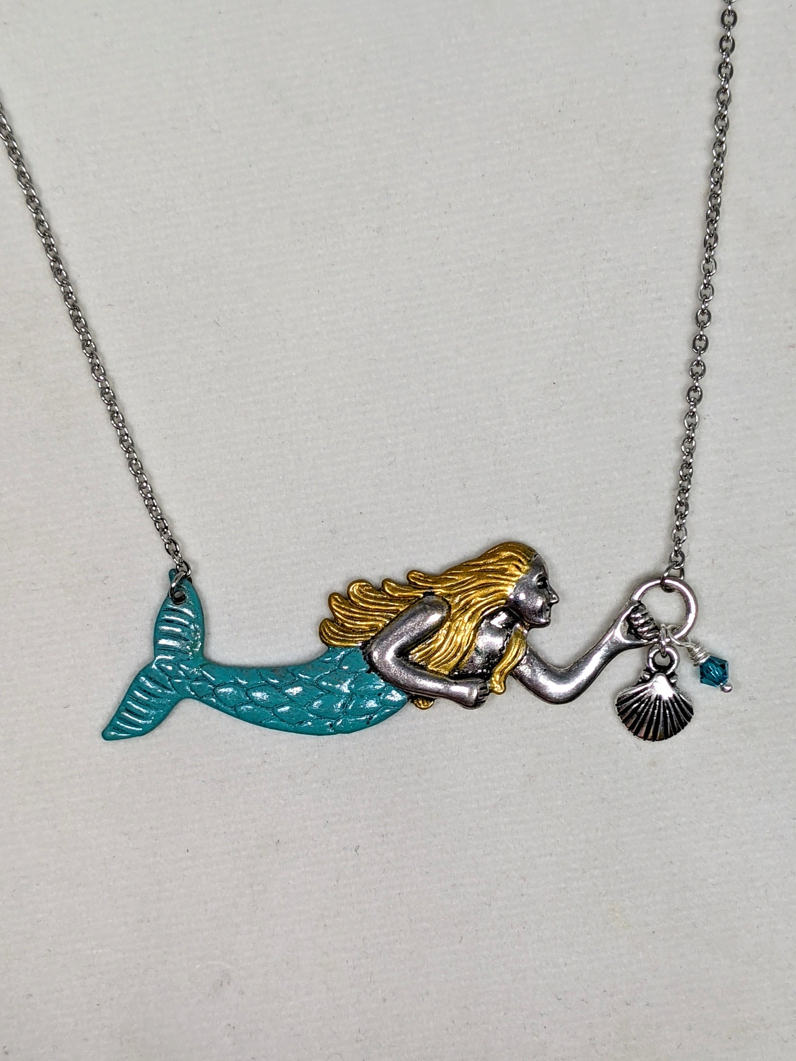Mermaid Necklace Large Mermaid Pendant Beach Jewelry | Etsy