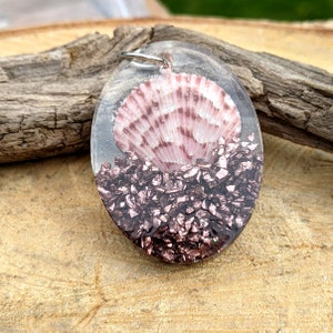 Embedded Real Florida Shell Resin Pendant, Summer Jewelry, Beach ...