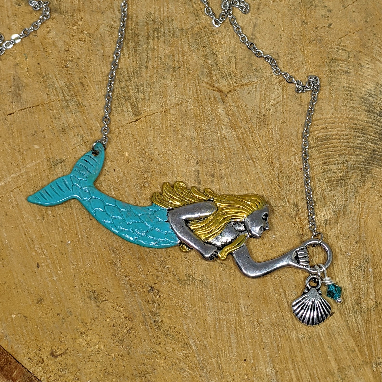 Mermaid Necklace Large Mermaid Pendant Beach Jewelry | Etsy