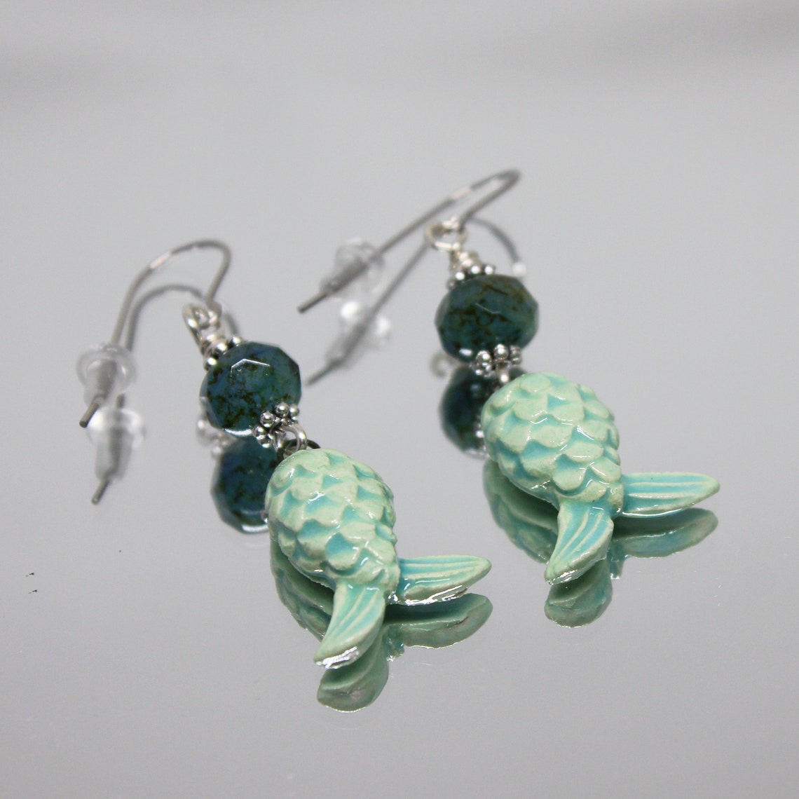 Porcelain Mermaid Tail Earrings Beach Jewelry Mermaid - Etsy