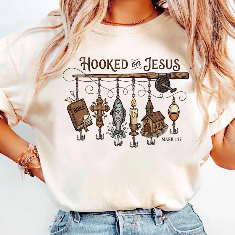 Hooked on Jesus PNG, Fishers of Men Christian Sublimation, Religious ...