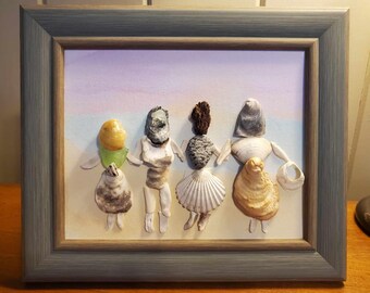 Shore Girl Friends Shell Beach Art 8x10 - Etsy