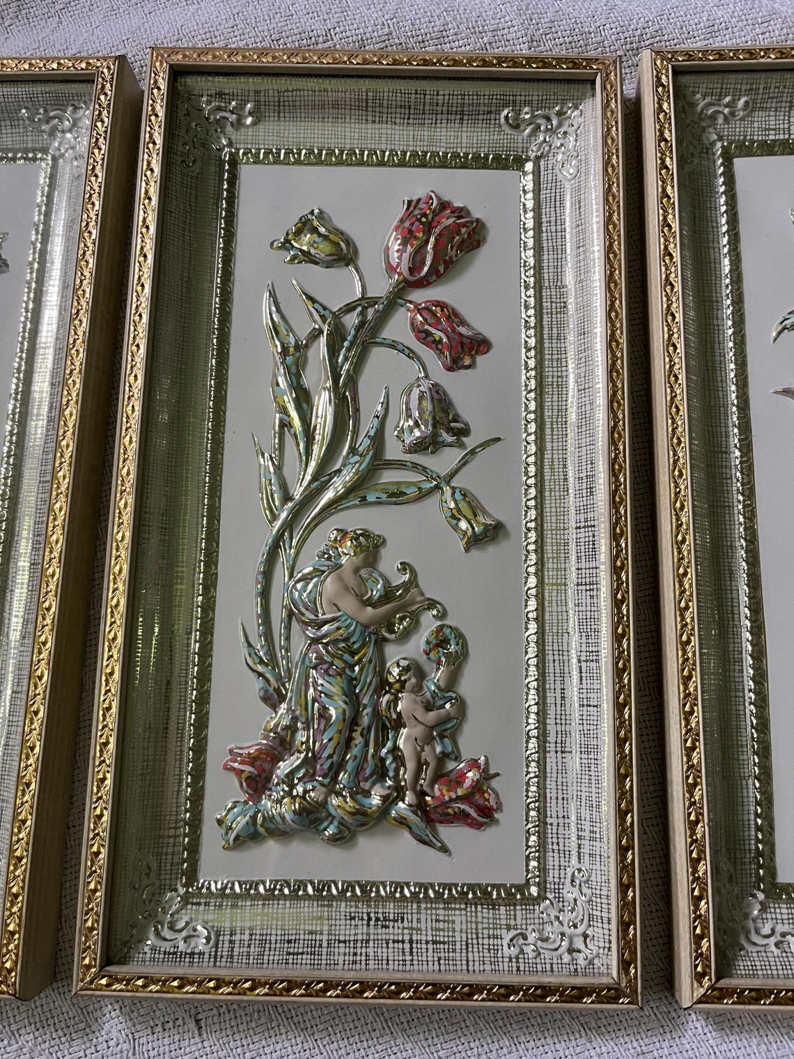 Vintage Four Seasons by Metalcraft--mcm 3D Floral Wall Art Set of Four ...