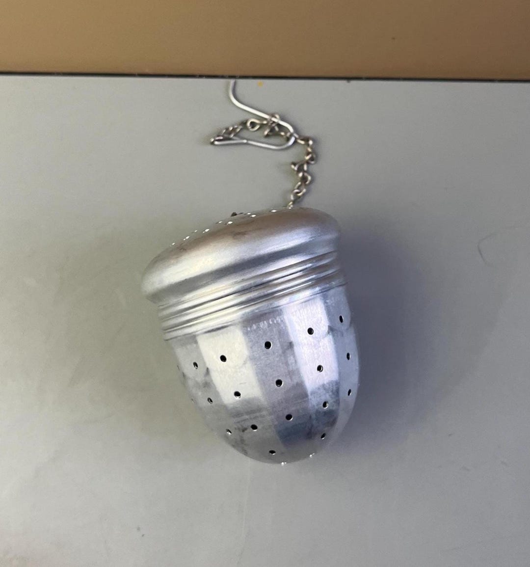 Vintage Aluminum Acorn Tea Infuser Ball With Chain, Loose Leaf Strainer ...