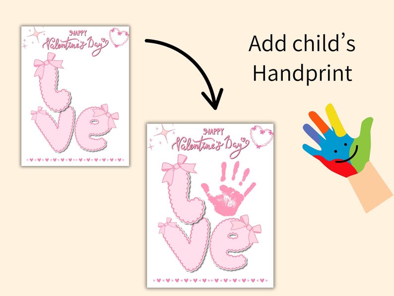 Kids Valentine Handprint Craft Template | Easy Digital Download | Fun ...