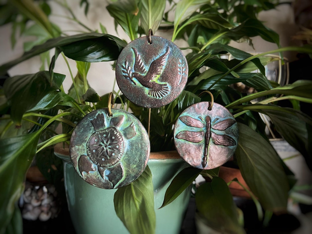 Dove, Dragonfly, and Turtle, Terracotta Garden Markers - Etsy