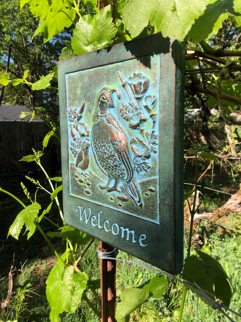 Concrete Quail Hanging Garden Sign - Etsy
