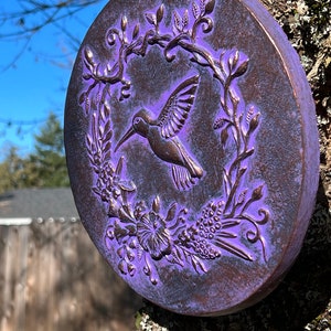 Concrete Hummingbird Hanging Purple Garden Ornament - Etsy