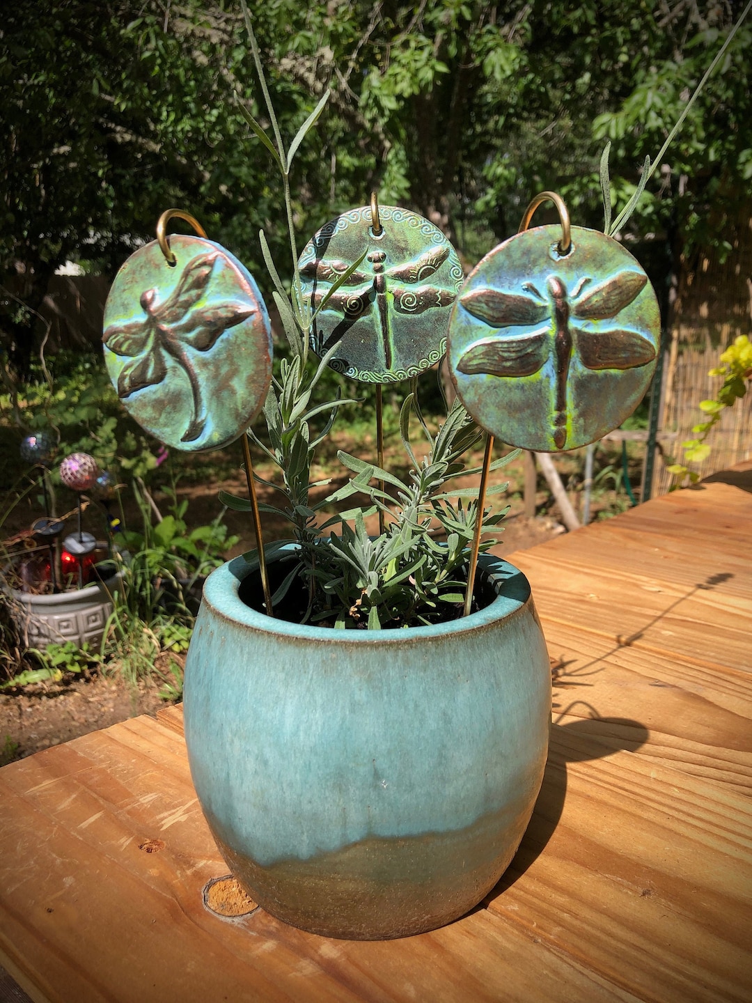 Dragonfly Terracotta Garden Markers Painted Outdoor/indoor Garden Decor ...
