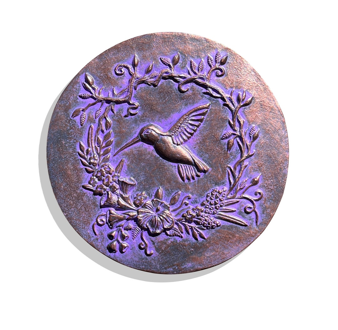 Concrete Hummingbird Hanging Purple Garden Ornament - Etsy
