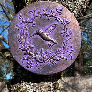 Concrete Hummingbird Hanging Purple Garden Ornament - Etsy