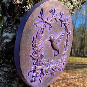 Concrete Hummingbird Hanging Purple Garden Ornament - Etsy