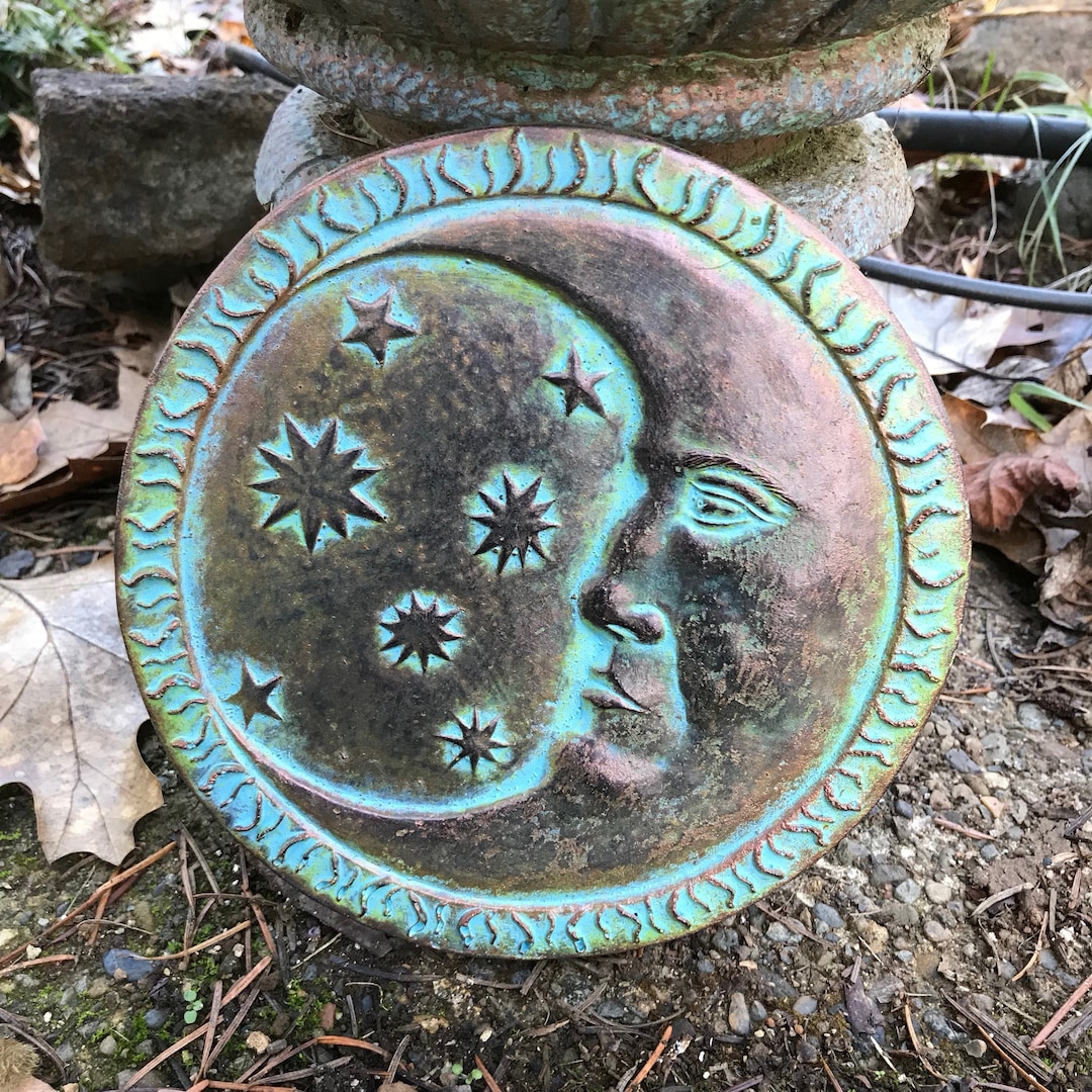 Moon Garden Plaque Painted Concrete Outdoor Garden Wall Decor - Etsy