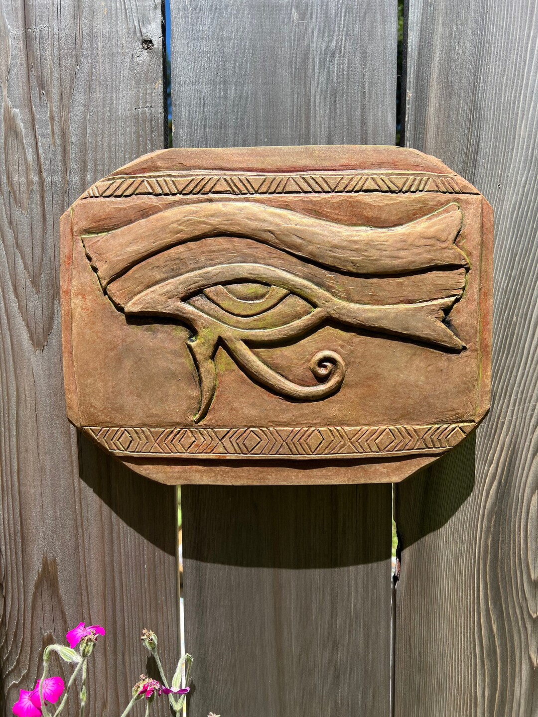 Eye of Ra Garden Plaque Stained Concrete Outdoor Garden Wall Decor - Etsy