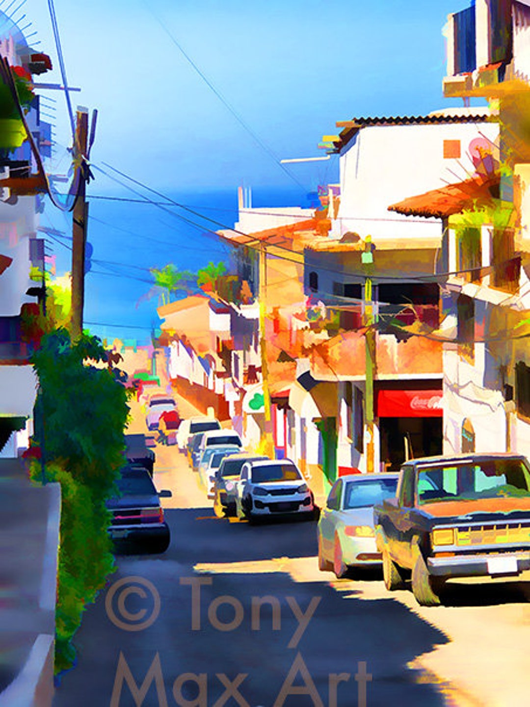 Old Mexican Seaside Street, Mexico Art, Mexico Art Prints, Puerto ...