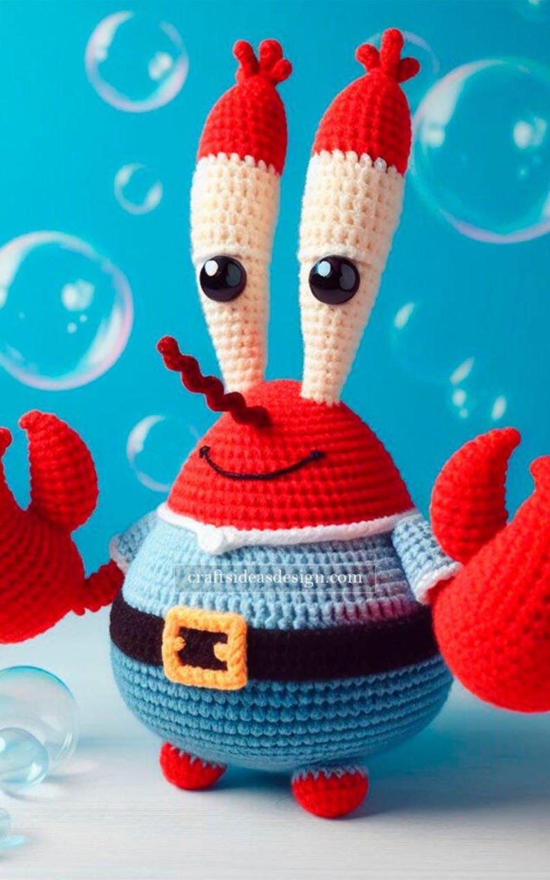 Mr. Krabs Crochet Pattern – Amigurumi Crab Plush Toy (PDF Download) - Etsy