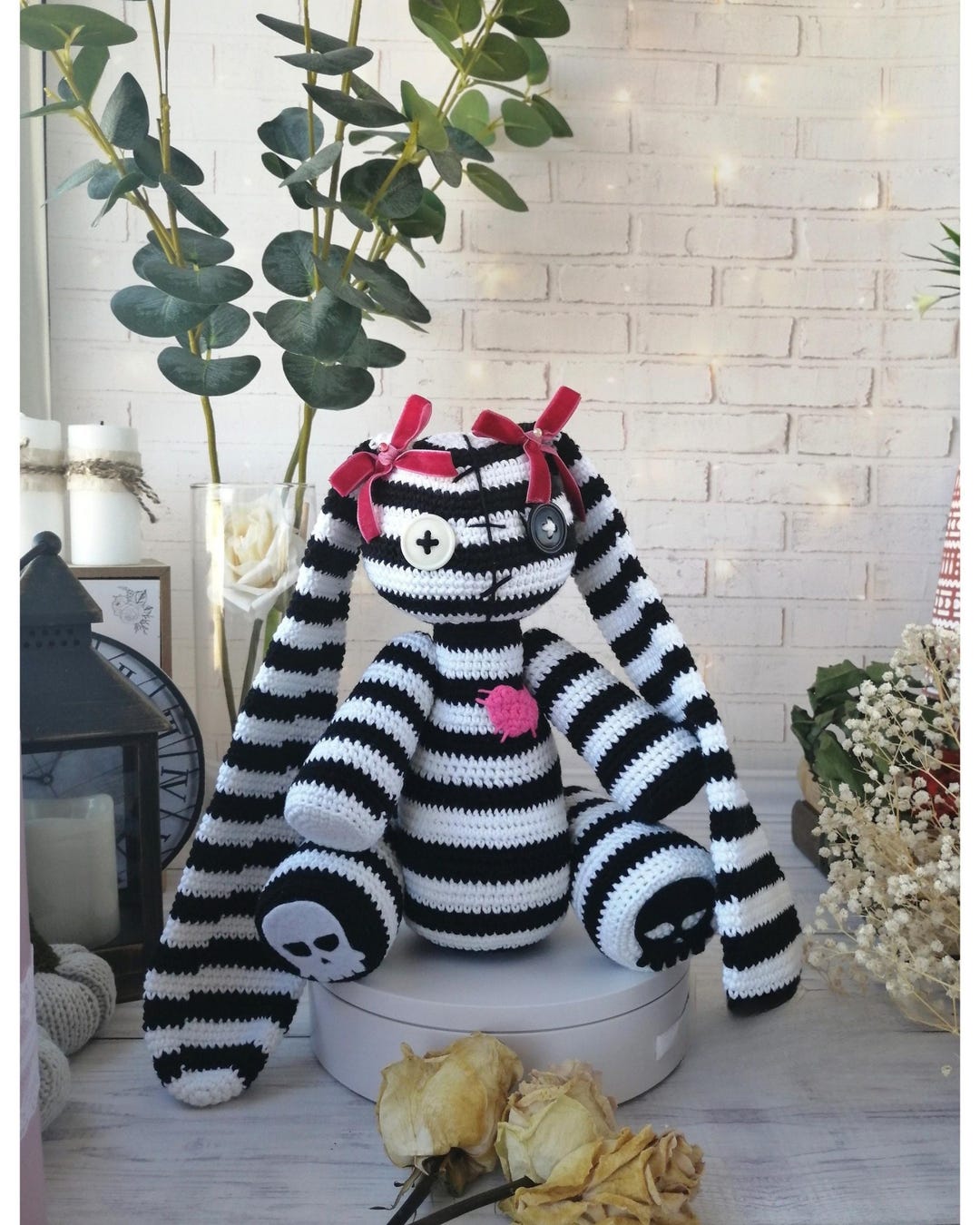 Skull Bunny Crochet Pattern PDF – Goth Amigurumi Bunny With Heart ...