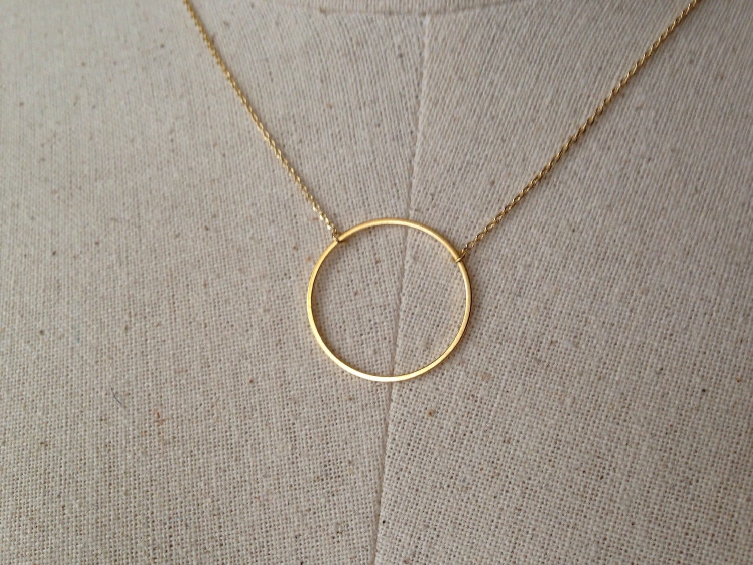 Gold Big Circle Necklace 14k Gold Plated Dainty Necklace - Etsy