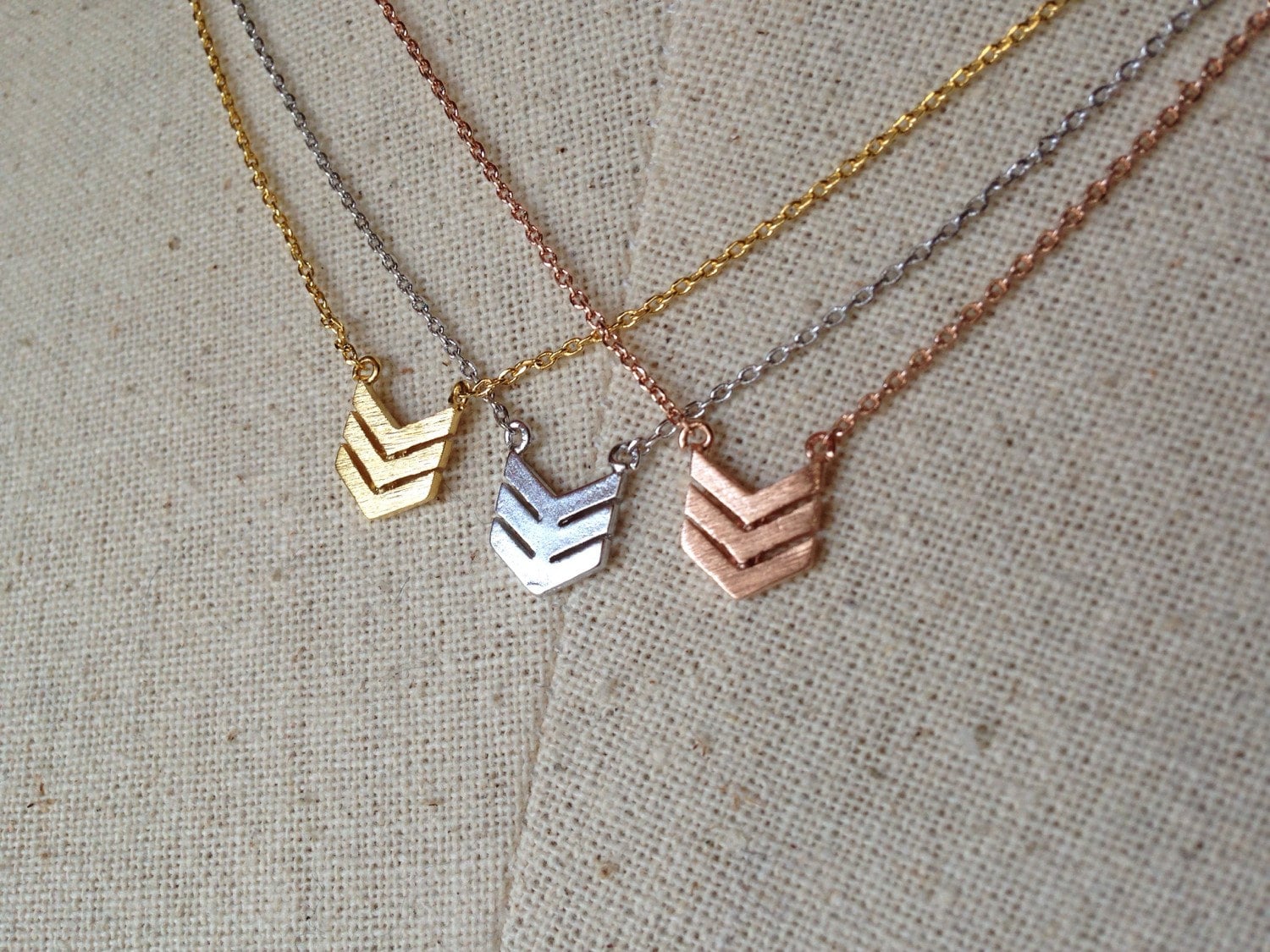 Triple Chevron Necklace 14k Gold Plated/rose Gold/silver - Etsy