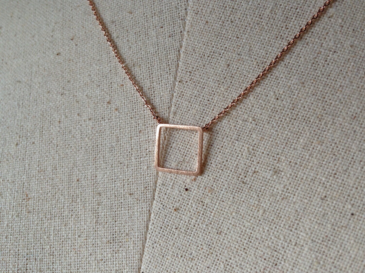 Rose Gold Square Necklace Dainty Necklace - Etsy