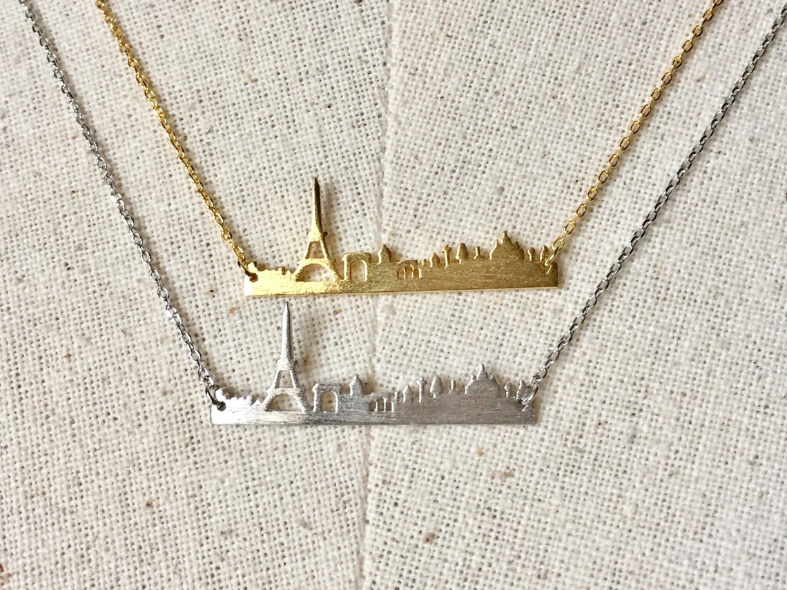 Paris Skyline Necklace 14k Gold Plated/silver Dainty | Etsy