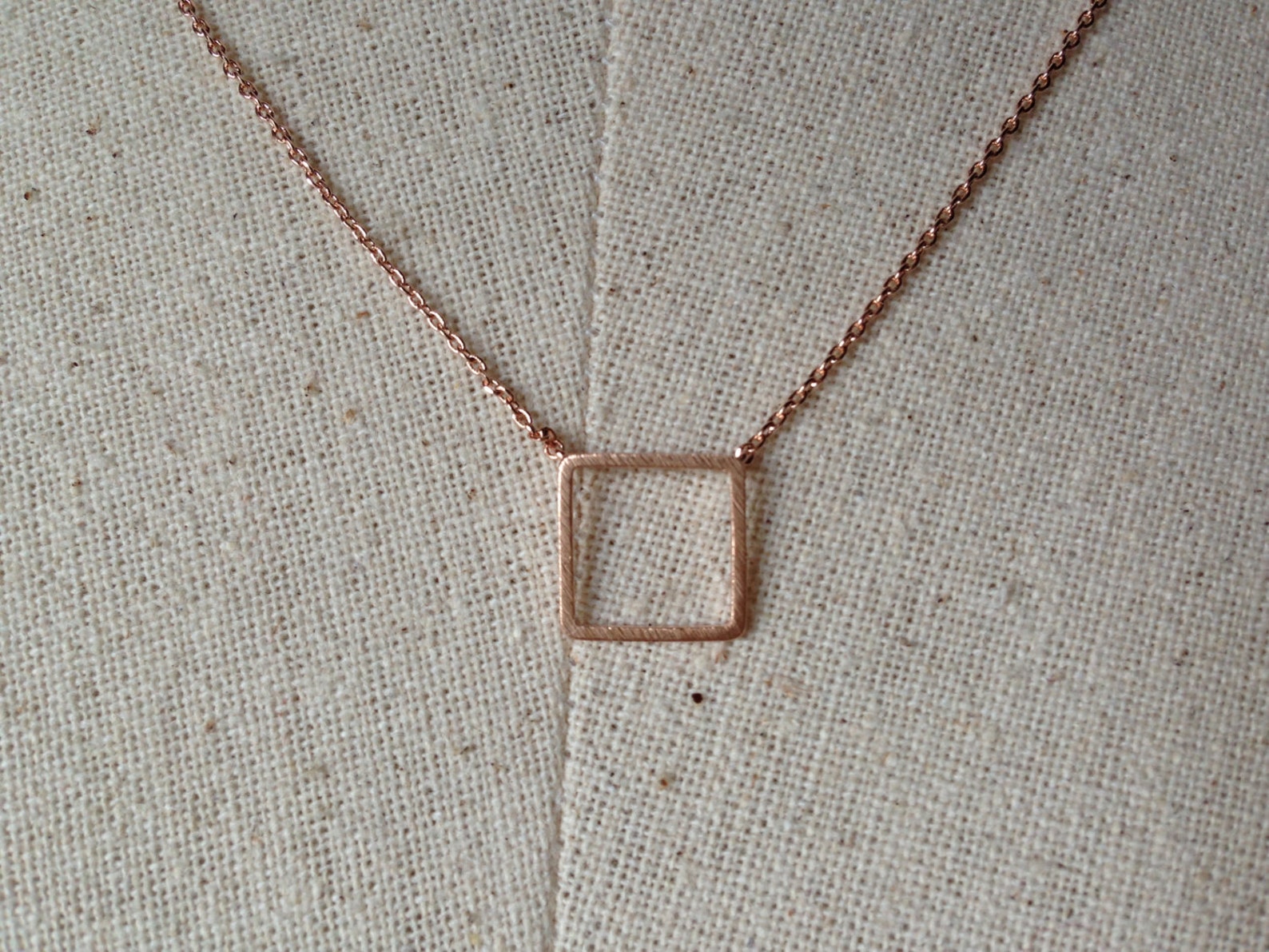 Rose Gold Square Necklace Dainty Necklace | Etsy
